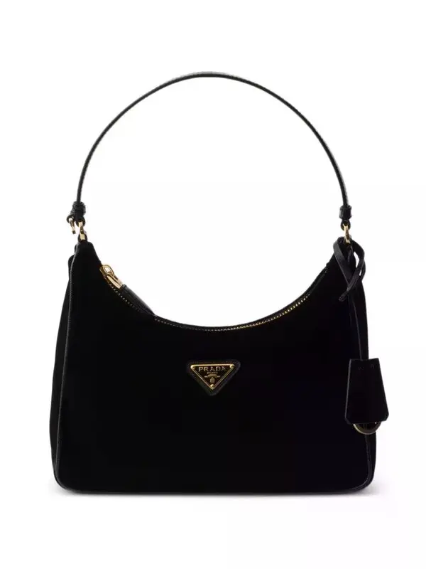Prada Mini Re-edition 2005 Velvet Shoulder Bag - Black