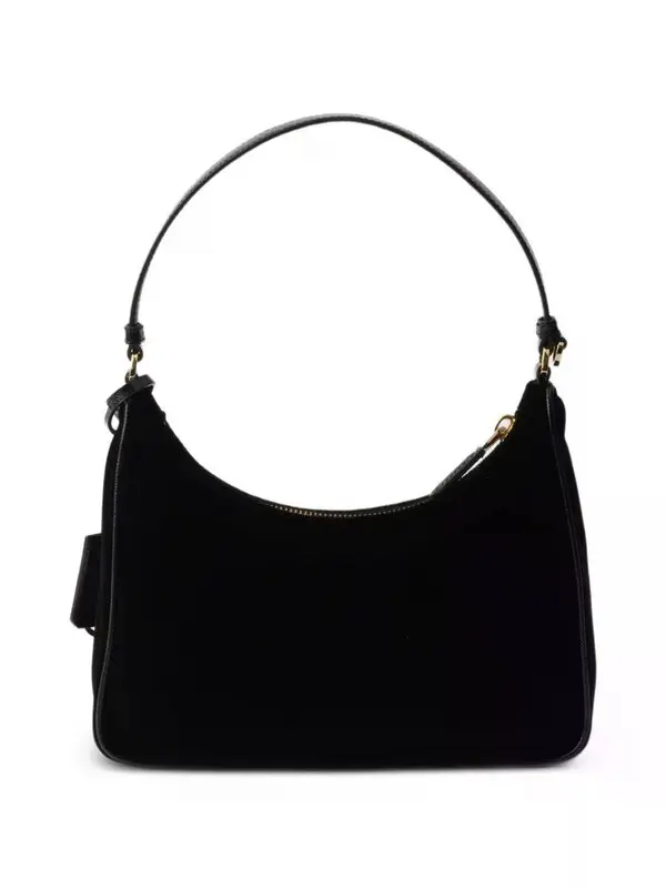 Prada Mini Re-edition 2005 Velvet Shoulder Bag - Black