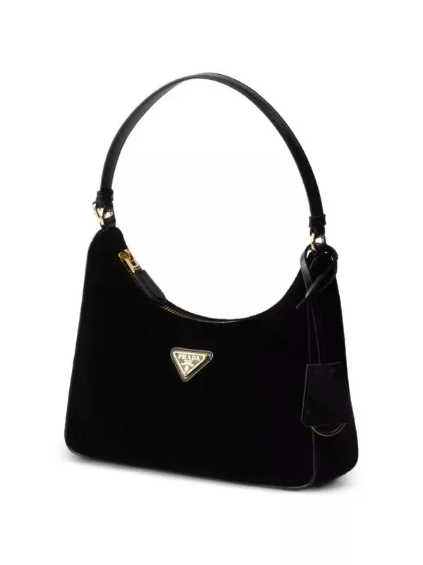 Prada Mini Re-edition 2005 Velvet Shoulder Bag - Black