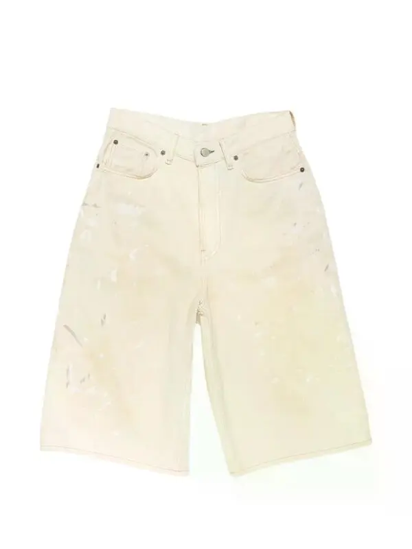 Acne Studios Distressed Denim Shorts With Splash Effect - Neutrals