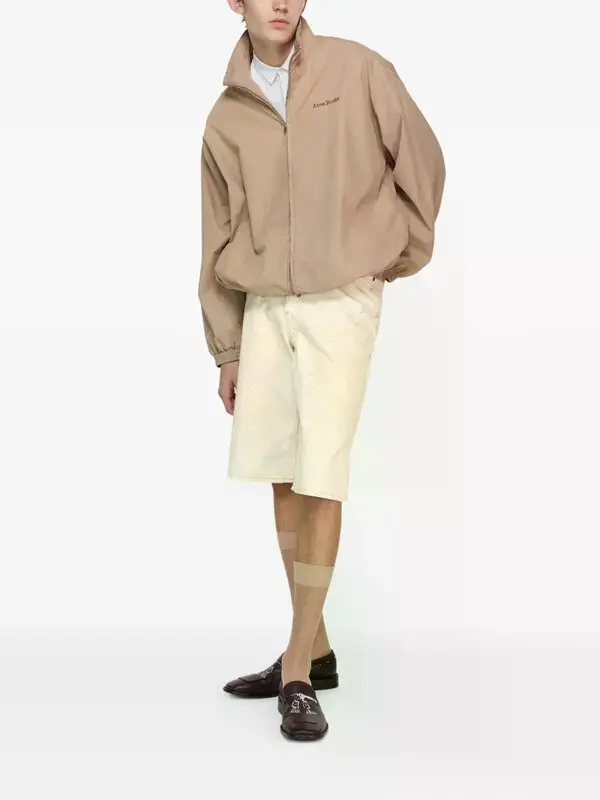 Acne Studios Distressed Denim Shorts With Splash Effect - Neutrals