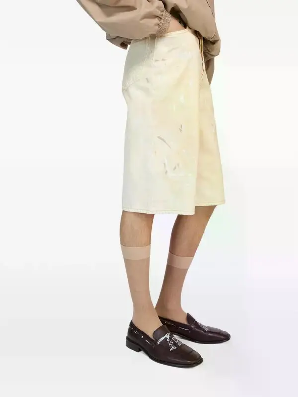 Acne Studios Distressed Denim Shorts With Splash Effect - Neutrals