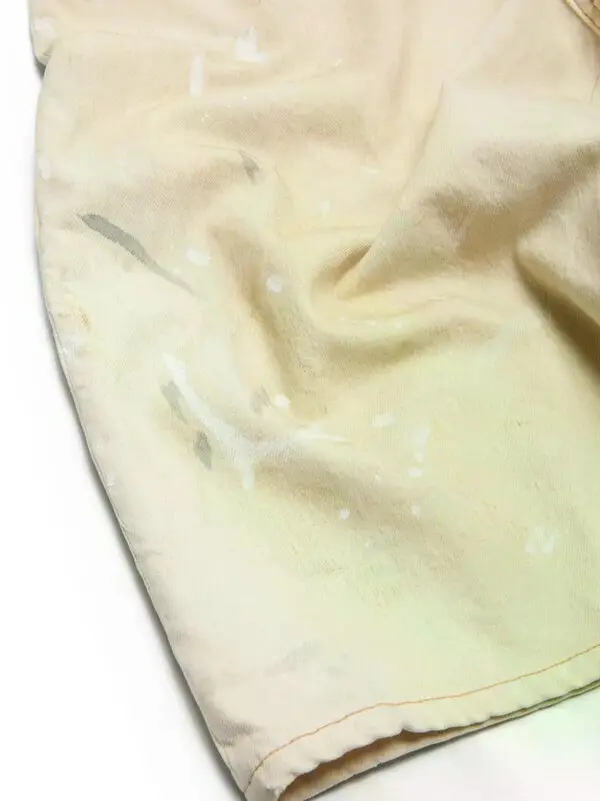 Acne Studios Distressed Denim Shorts With Splash Effect - Neutrals
