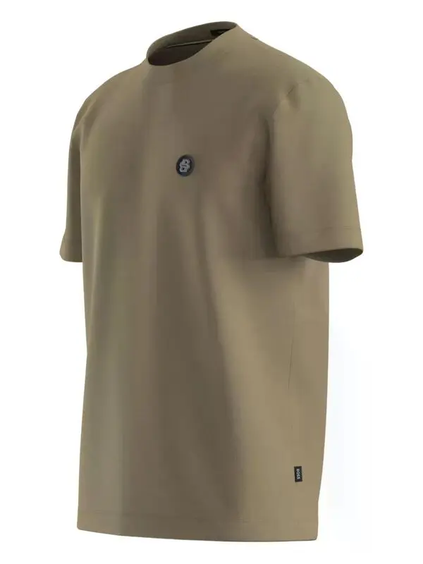 BOSS Mercerised-cotton T-shirt With Double B Monogram - Green