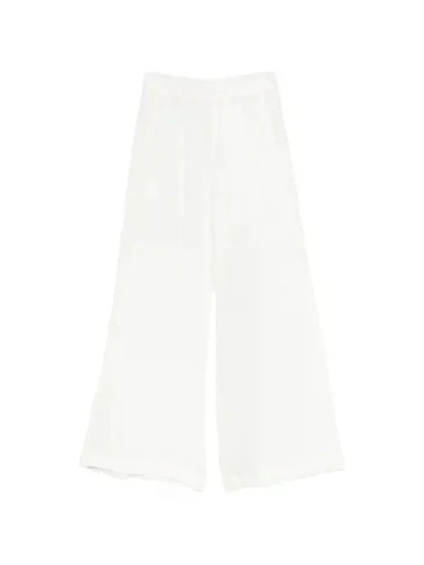 MAURIZIO BRASCHI Lace-trim Wide Leg Trousers - White