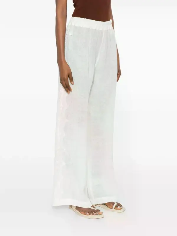MAURIZIO BRASCHI Lace-trim Wide Leg Trousers