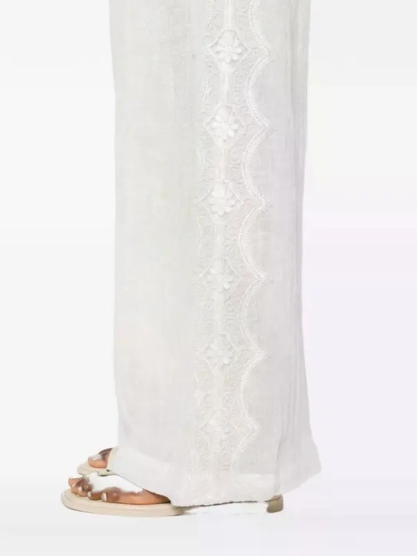 MAURIZIO BRASCHI Lace-trim Wide Leg Trousers