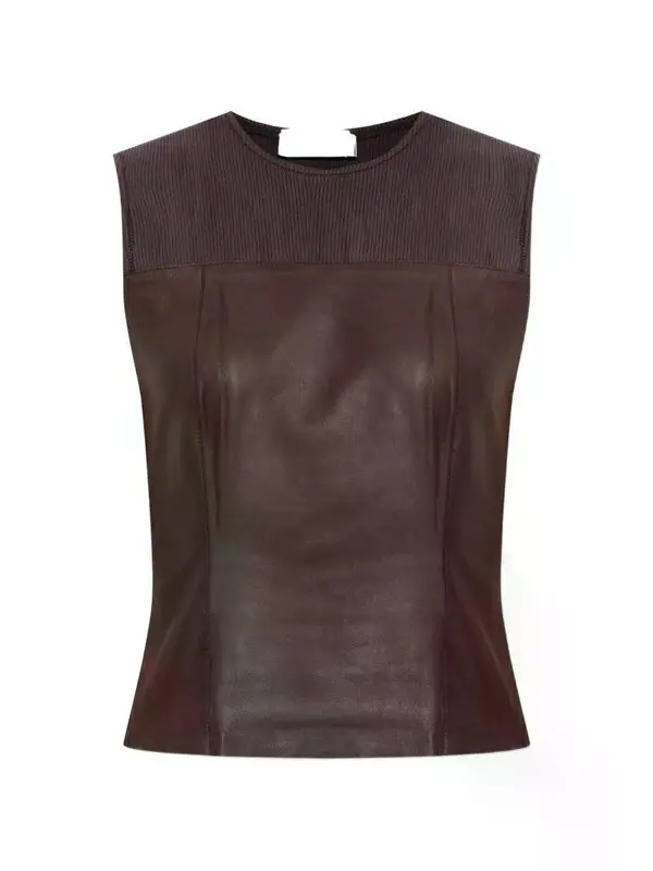 SAMSOE SAMSOE Sapia Ribbed-detail Lambskin Top