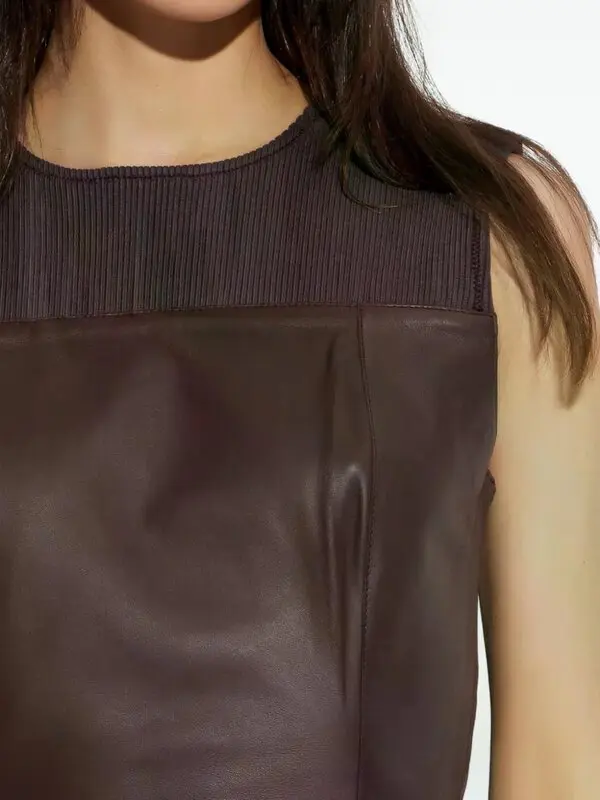 SAMSOE SAMSOE Sapia Ribbed-detail Lambskin Top