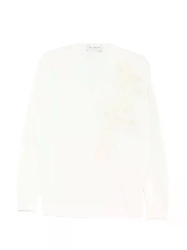 ERMANNO FIRENZE Appliqué V-neck Sweater - White