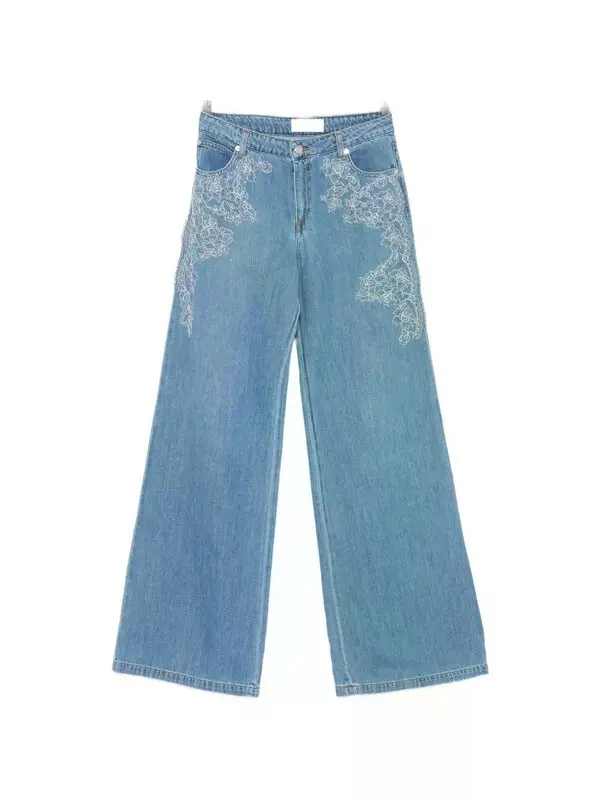 ERMANNO FIRENZE Floral Embroidered Jeans - Blue