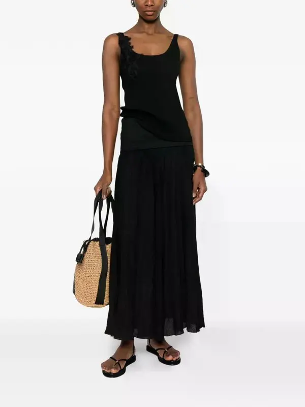 ERMANNO FIRENZE Floral Applique Top - Black