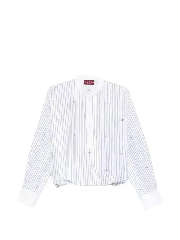Gucci Striped Embroidery Blouse - White
