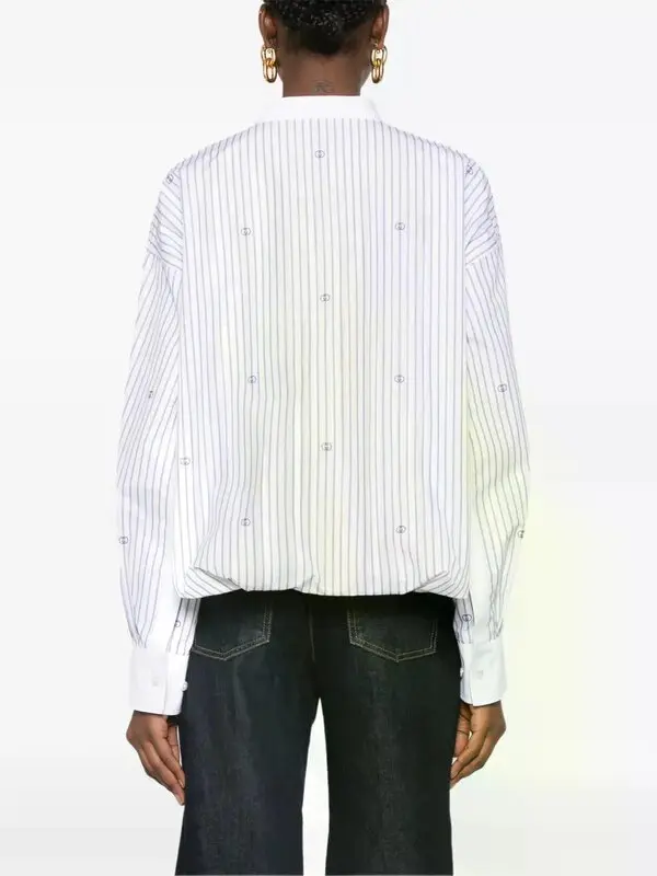 Gucci Striped Embroidery Blouse - White