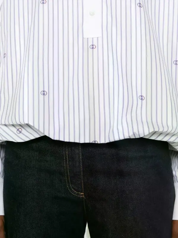 Gucci Striped Embroidery Blouse - White