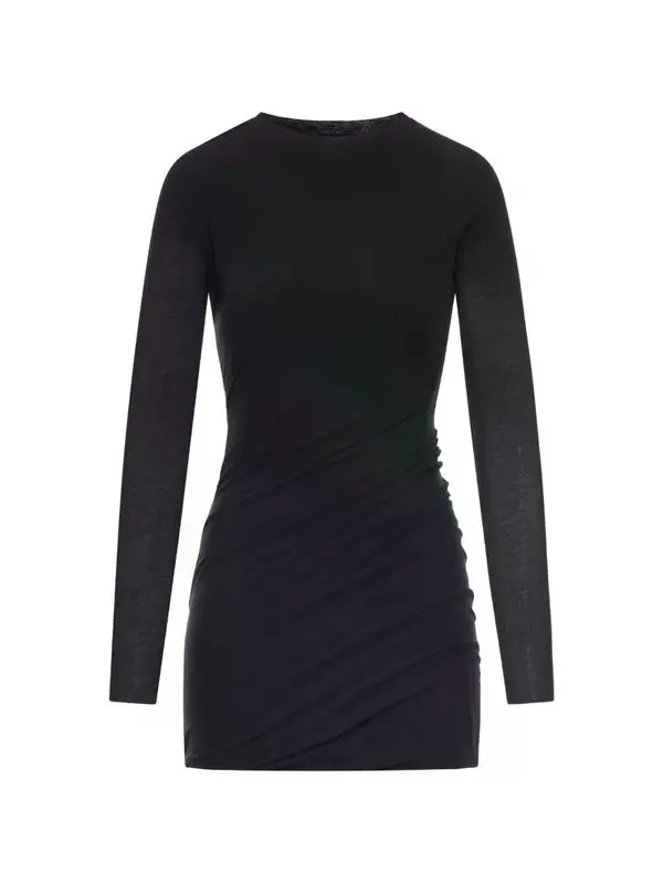 JIL SANDER Long-sleeve Gathered Mini Dress - Black