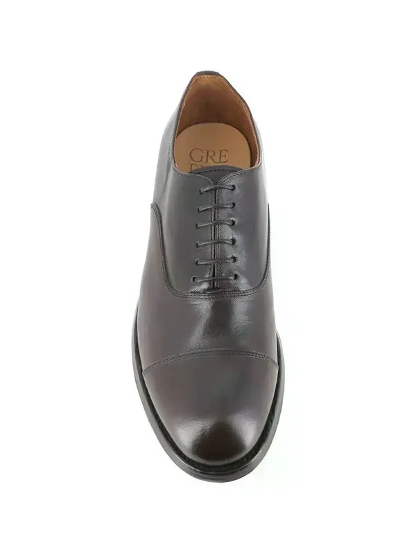 GREEN GEORGE Cap-toe Leather Oxford Shoes - Brown