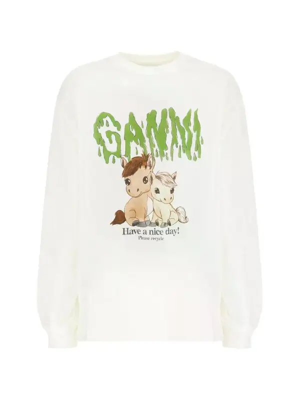 GANNI Graphic Print T-shirt - White