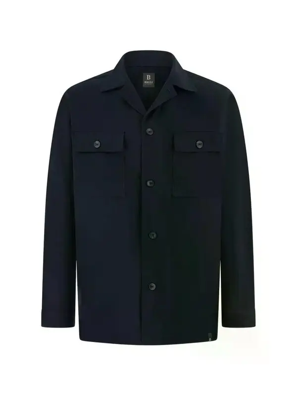 Boggi Milano Open-collar Overshirt - Blue