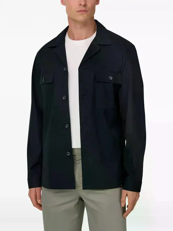 Boggi Milano Open-collar Overshirt - Blue