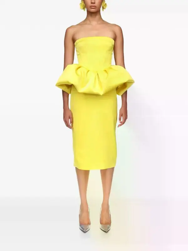 David Koma Peplum-detail Corseted Midi Dress - Yellow