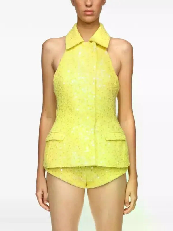 David Koma Sequin-embellished Tailored Vest Top