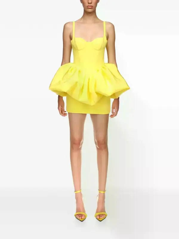 David Koma Puff Skirt-detail Mini Dress - Yellow