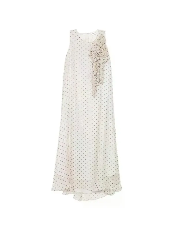 P.a.r.o.s.h Ruffled Polka-dot Midi Dress - Neutrals