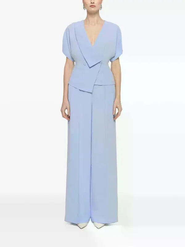 NISSA High-waisted Crepe Trousers - Blue