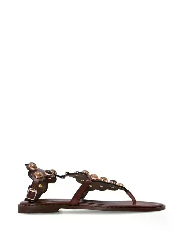 KOTRIS SANDALS Studded Scalloped Sandals - Brown
