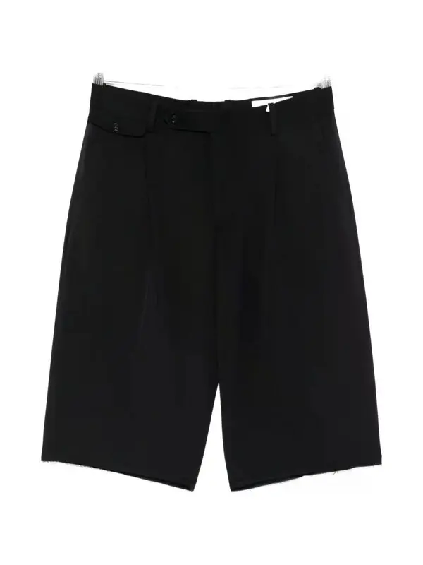 TONYWACK Pleated Frayed Tailored Shorts - Black
