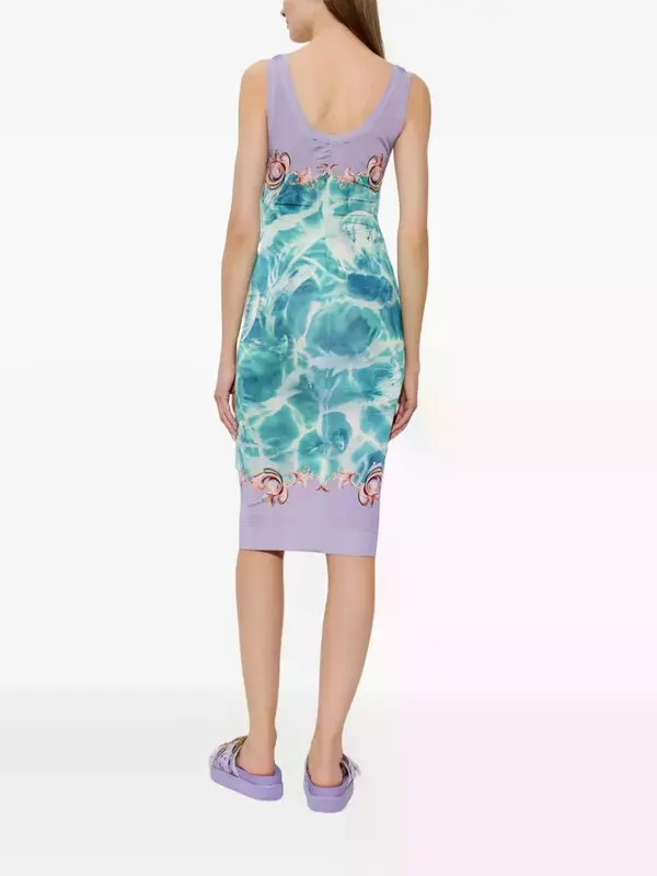 Versace Printed Sleeveless Midi Dress - Blue