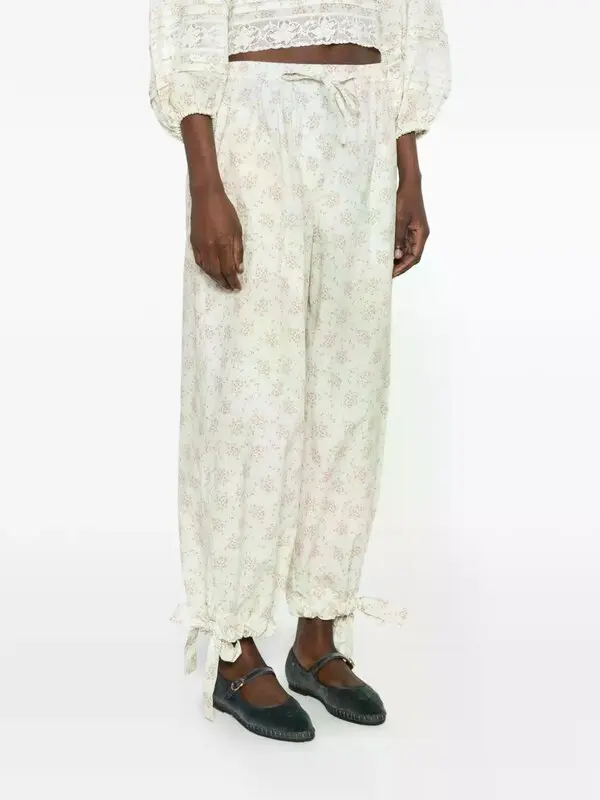 Sandro Floral Wide-leg Trousers - Green