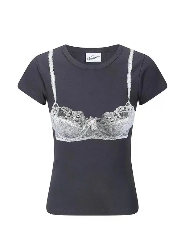 Vaquera Bra-print T-shirt - Grey