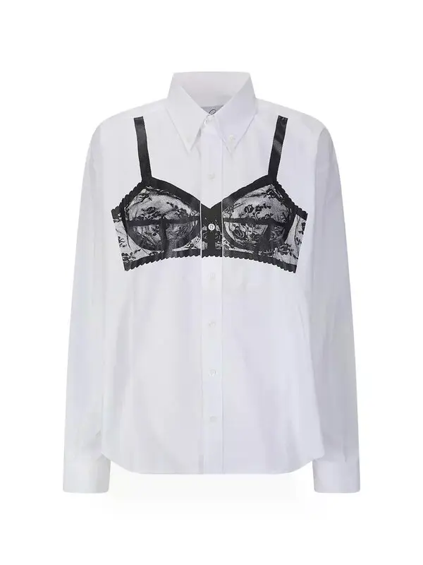 Vaquera Bra-print Button-down Shirt - White