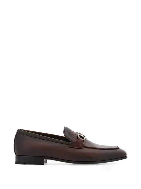 FERRAGAMO Loafer With Gancini Detail - Brown