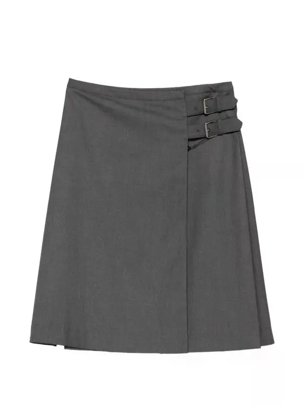 DUNST Buckle A-line Midi Skirt - Grey