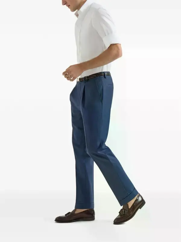 Brunello Cucinelli Virgin Wool Houndstooth Trousers - Blue