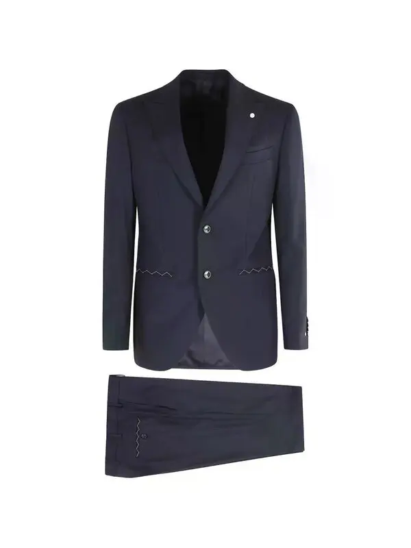 LUIGI BIANCHI MANTOVA Abito Monopetto Zig Zag Suit - Blue