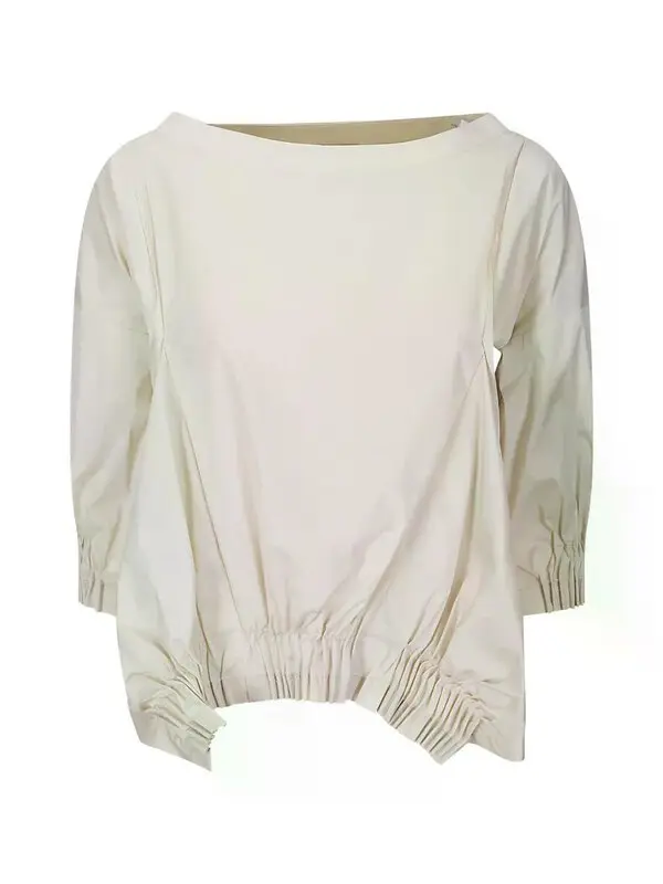 M.S.M MILANO Asymmetric Pleated Blouse - Neutrals