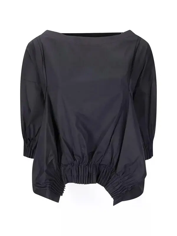M.S.M MILANO Asymmetric Pleated Blouse - Black