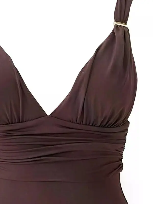 Melissa Odabash Panarea V-neck Ruched Swimsuit - Brown