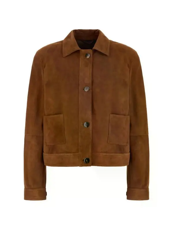 Max Mara Buttoned Leather Jacket - Brown