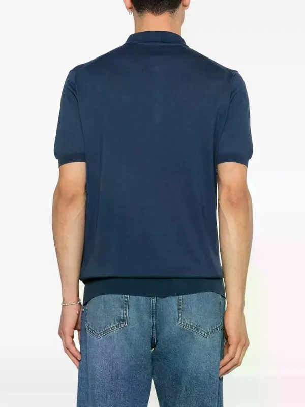 Kiton Zip-up Cotton Polo Shirt - Blue
