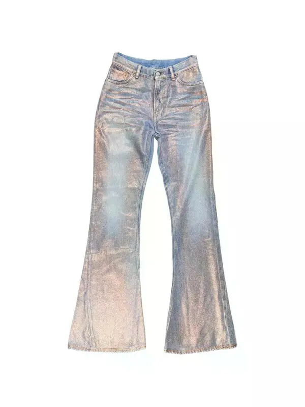 Acne Studios Fitted Glitter Flared Trousers - Blue