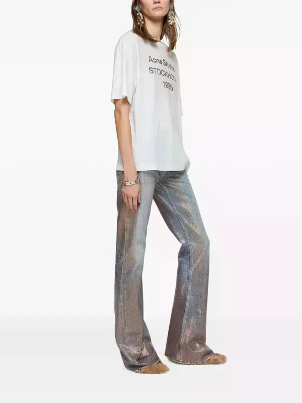 Acne Studios Fitted Glitter Bell-bottom Trousers - Blue