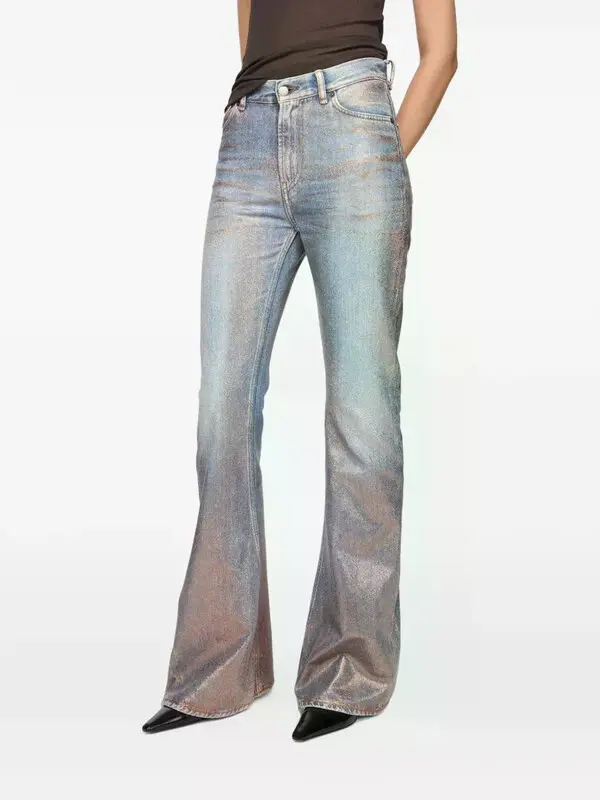 Acne Studios Fitted Glitter Bell-bottom Trousers - Blue