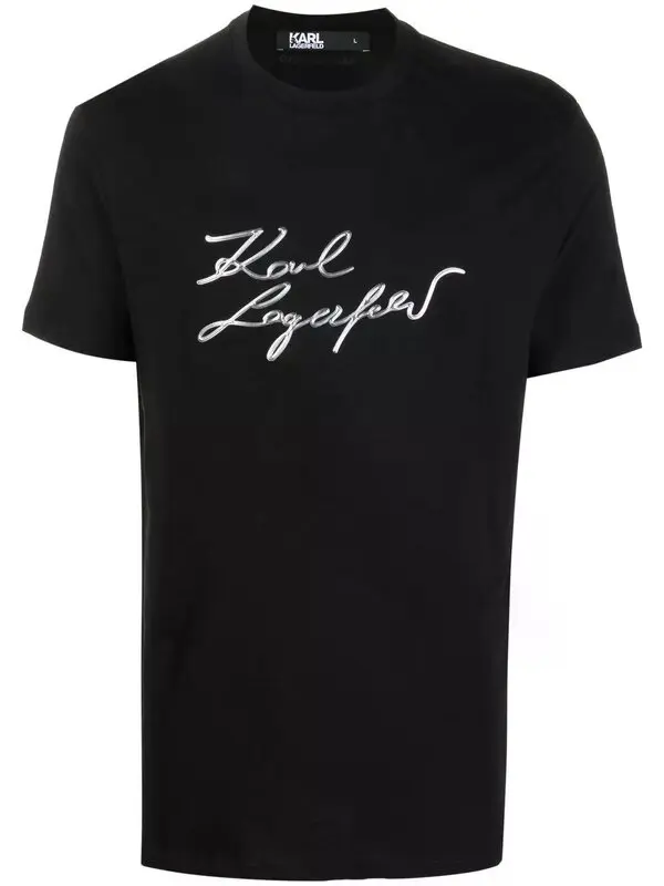 Karl Lagerfeld Logo-embossed Cotton T-shirt - Black