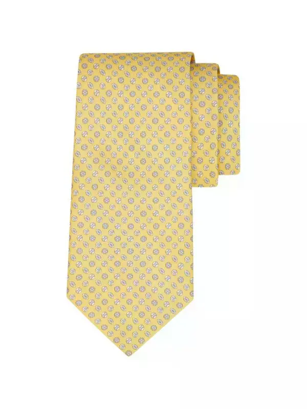 FERRAGAMO Sport Print Silk Neck Tie - Yellow
