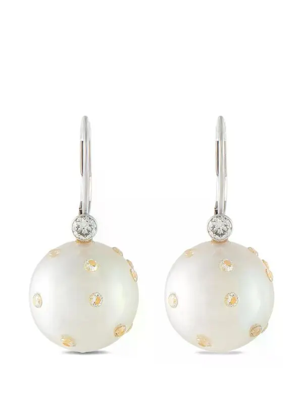 LB EXCLUSIVE Diamond And Pearl Dangle Earrings